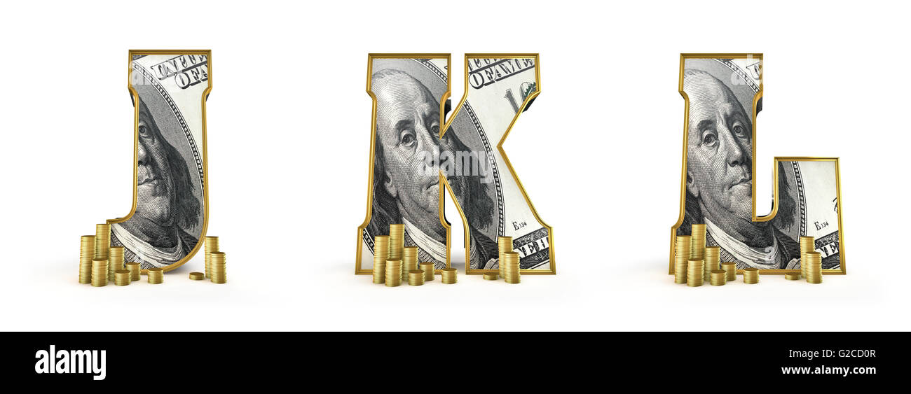 3D illustration of money alphabet Stock Photo - Alamy