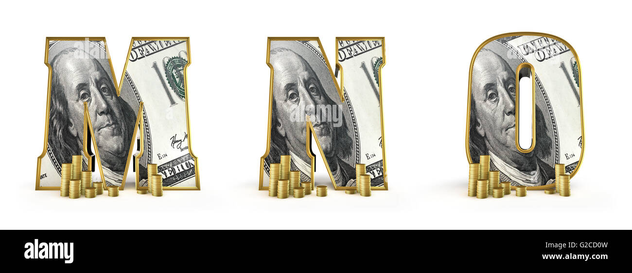 3D illustration of money alphabet Stock Photo - Alamy