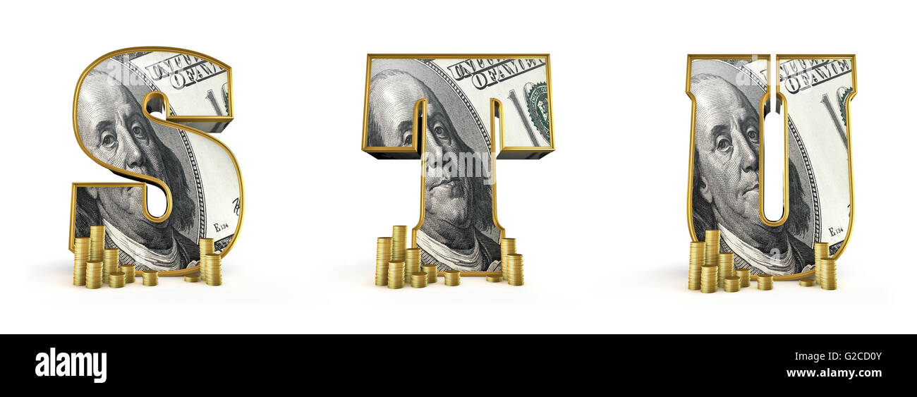 3D illustration of money alphabet Stock Photo - Alamy