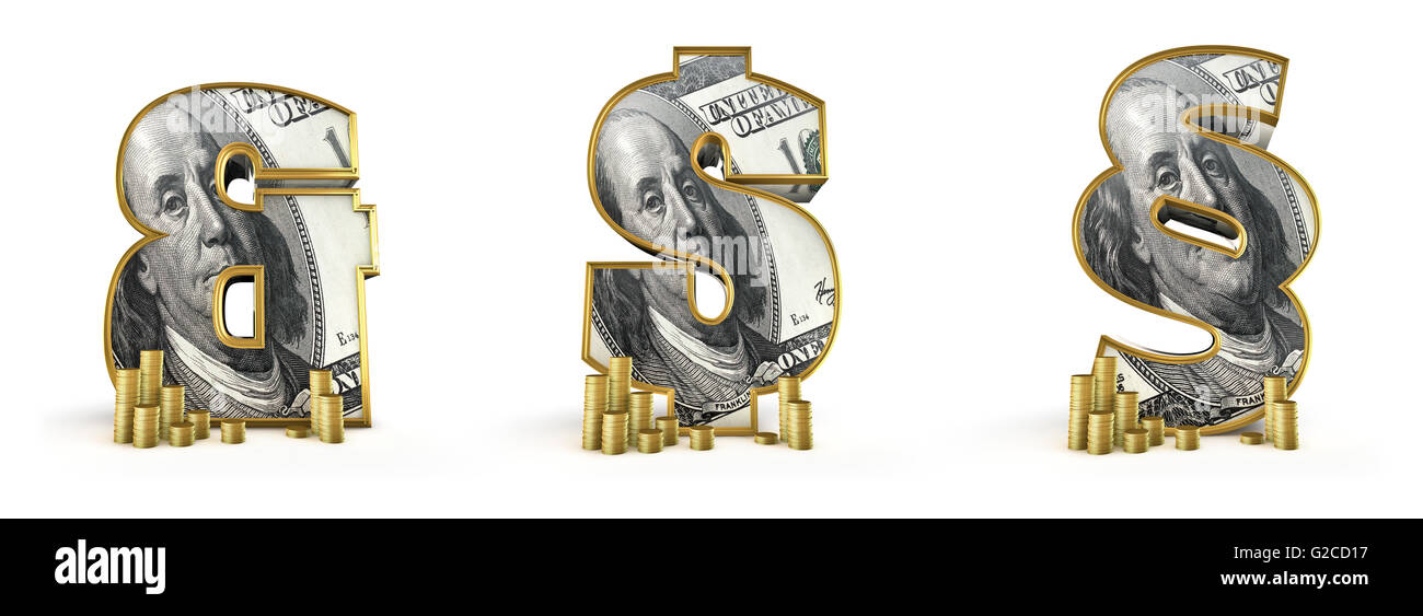 3D illustration of money alphabet Stock Photo - Alamy