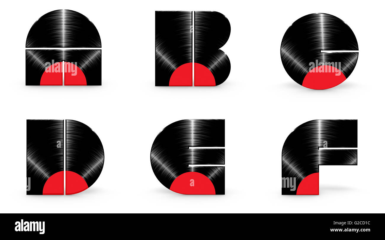 Vinyl alphabet / 3D render of alphabet characters in the form of a ...