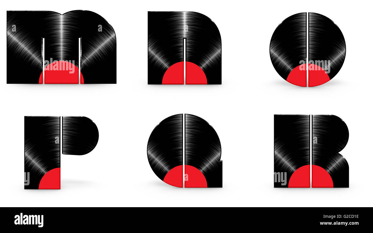 Vinyl alphabet / 3D render of alphabet characters in the form of a ...