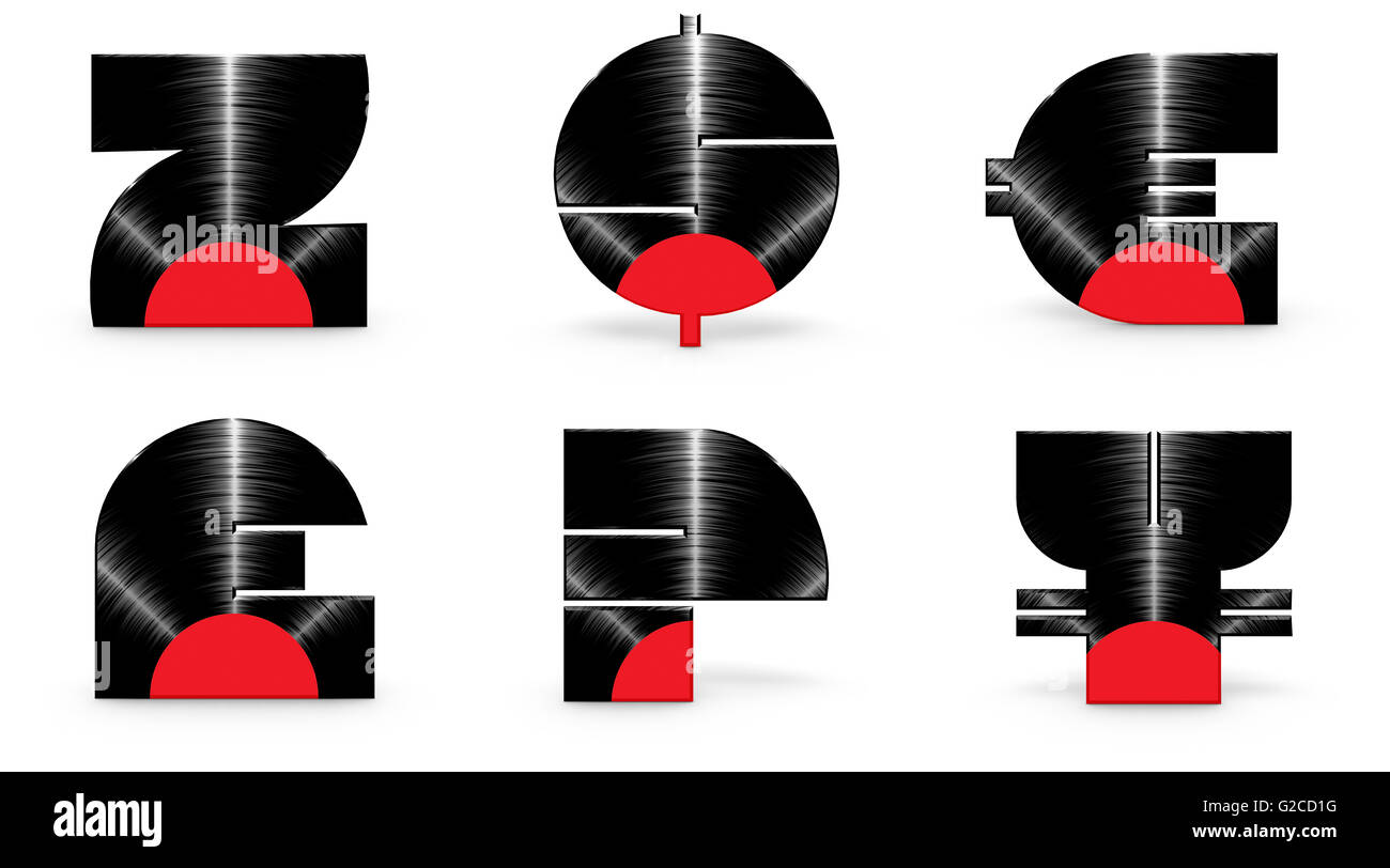 Vinyl alphabet / 3D render of alphabet characters in the form of a ...