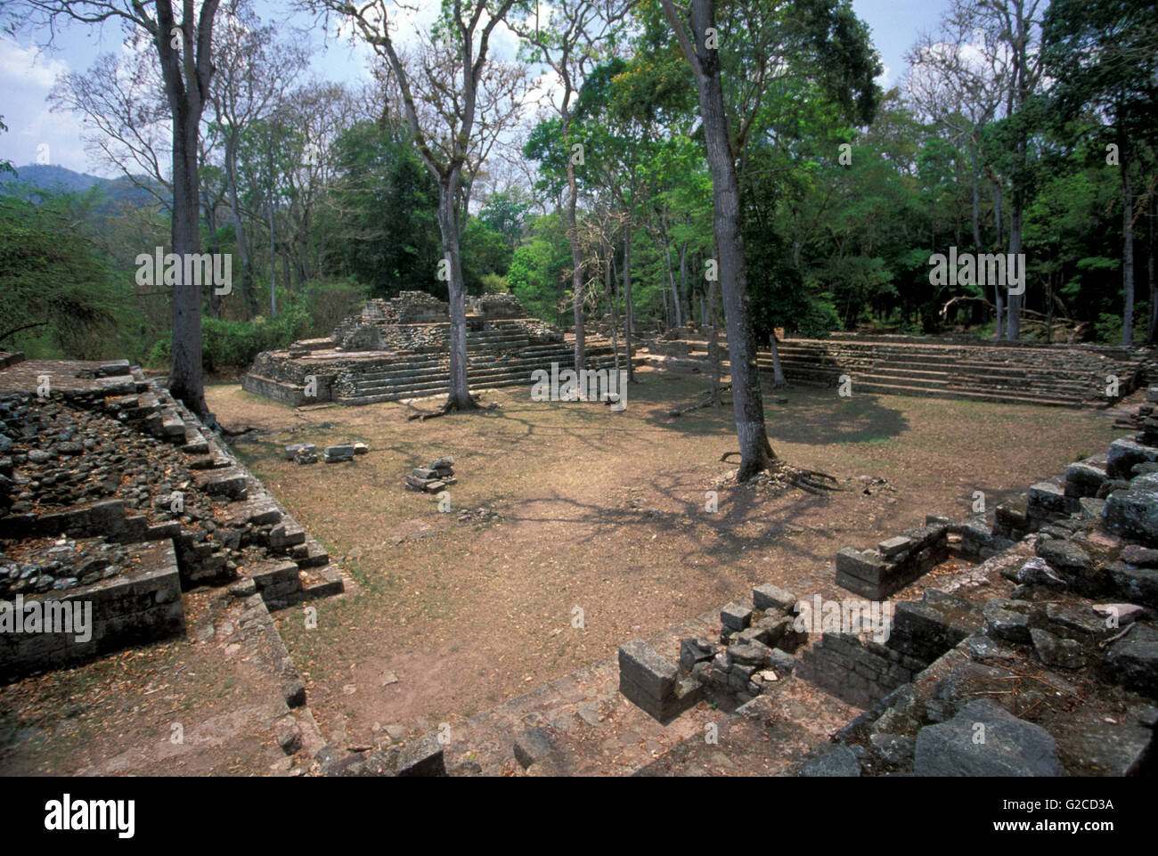 Residential Courtyard in Copan Ruins, an archaeological site of the ...