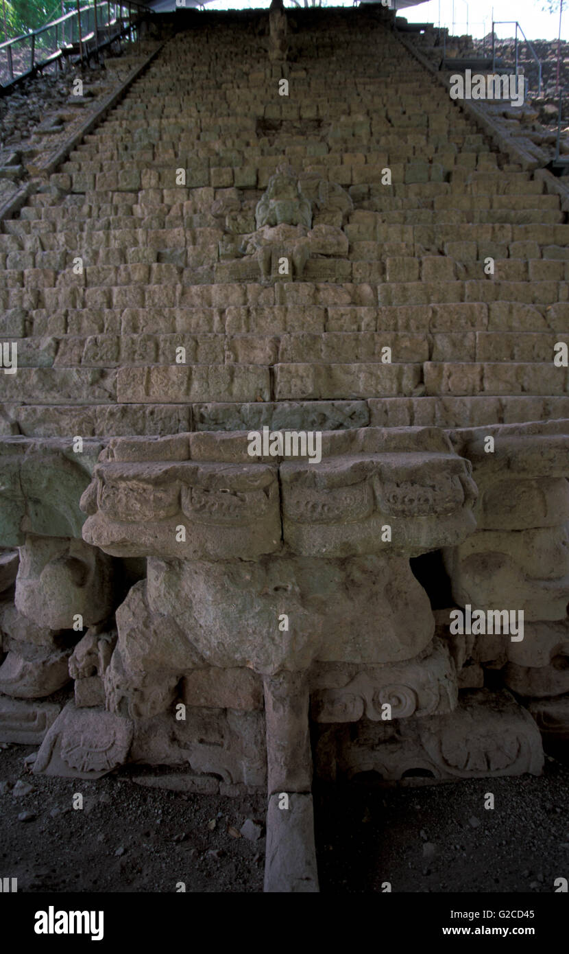 The Hieroglyphic Stairway, Copan Ruins, an archaeological site of the Maya civilization in Copan ...