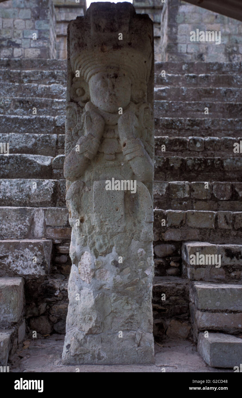 Stela 1 portraying the 12th Ruler, Copan, an archaeological site of the ...