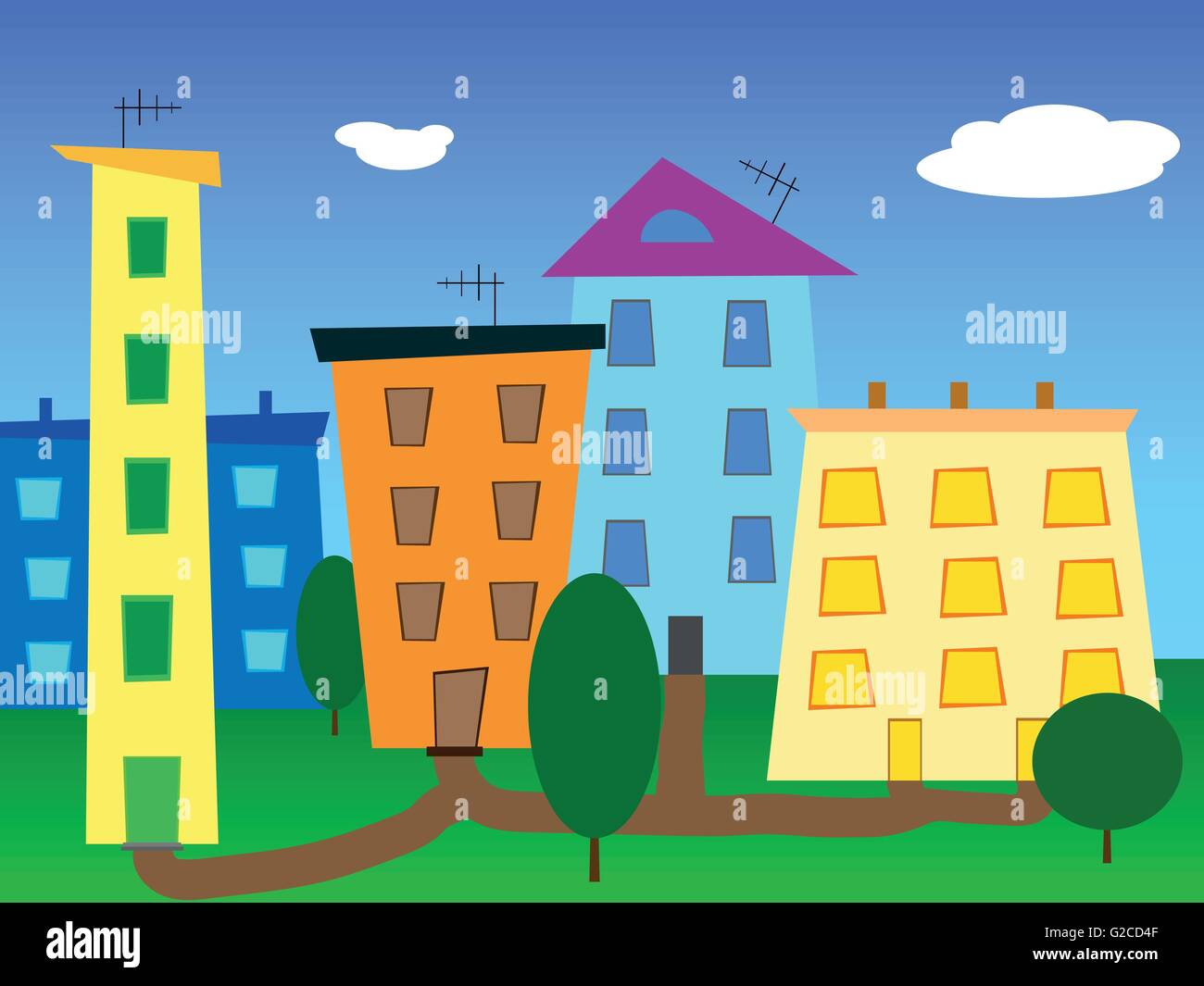 Urban landscape abstract cartoon city vector Stock Vector Image & Art ...