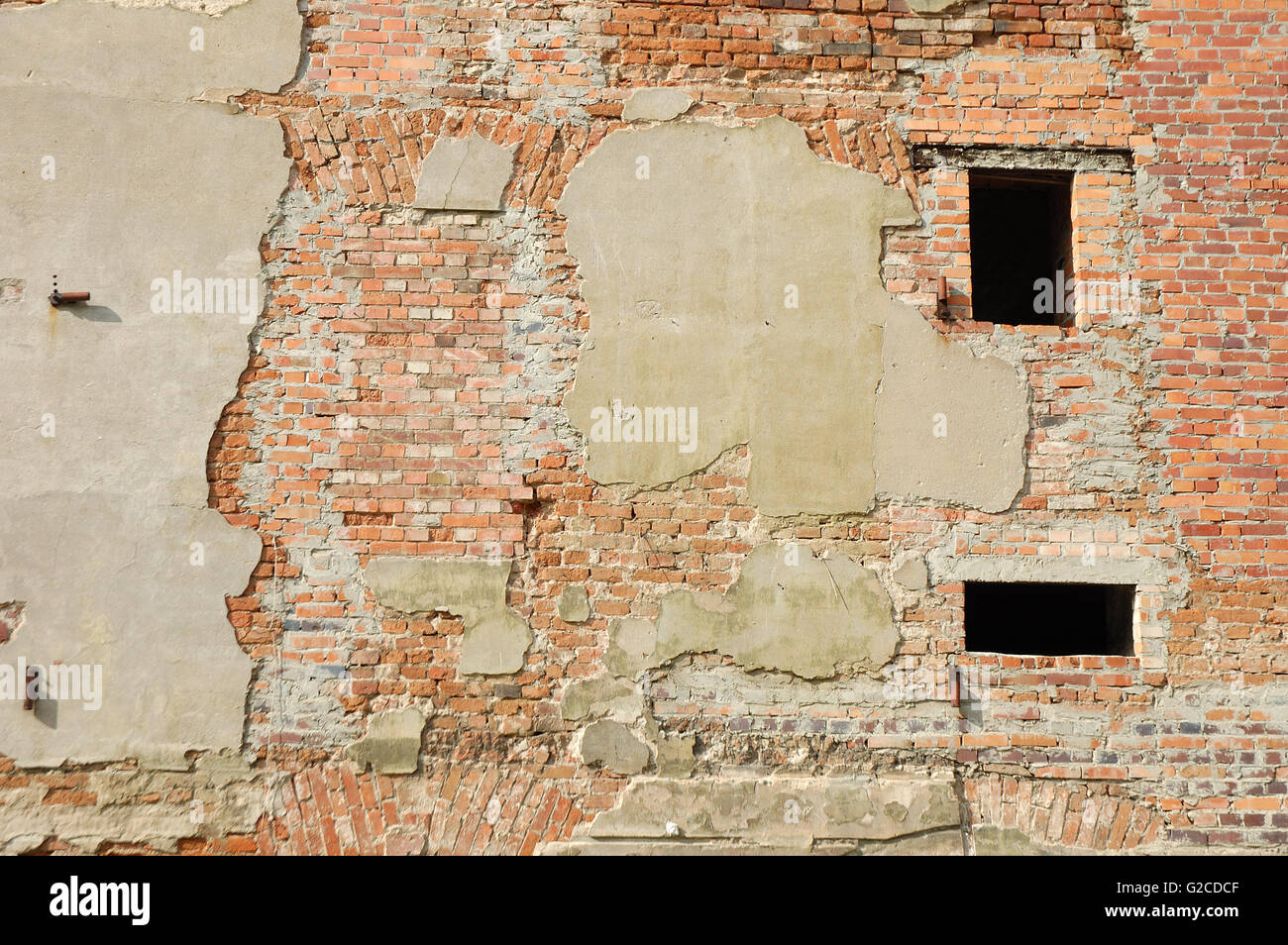 Ruined building brick wall background Stock Photo - Alamy