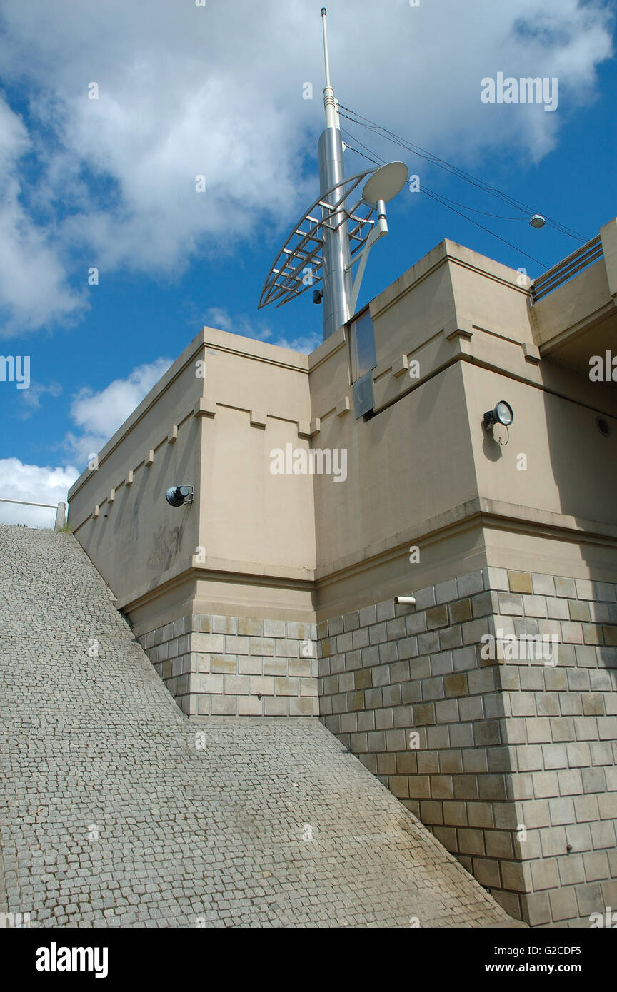Part of bridge with steel pole Stock Photo - Alamy