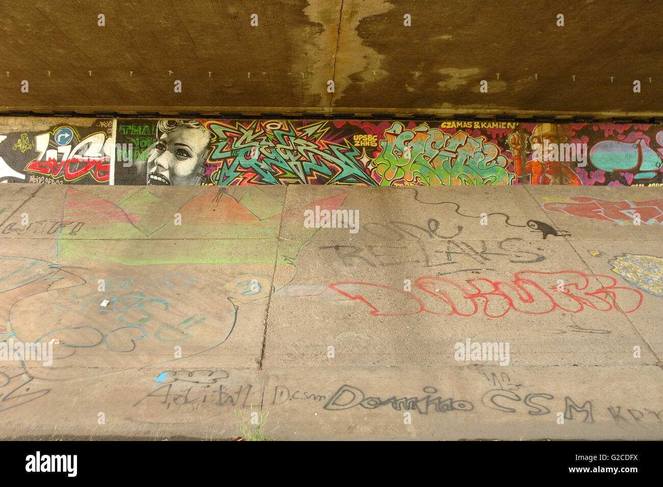Graffiti on wall under bridge hi-res stock photography and images - Alamy
