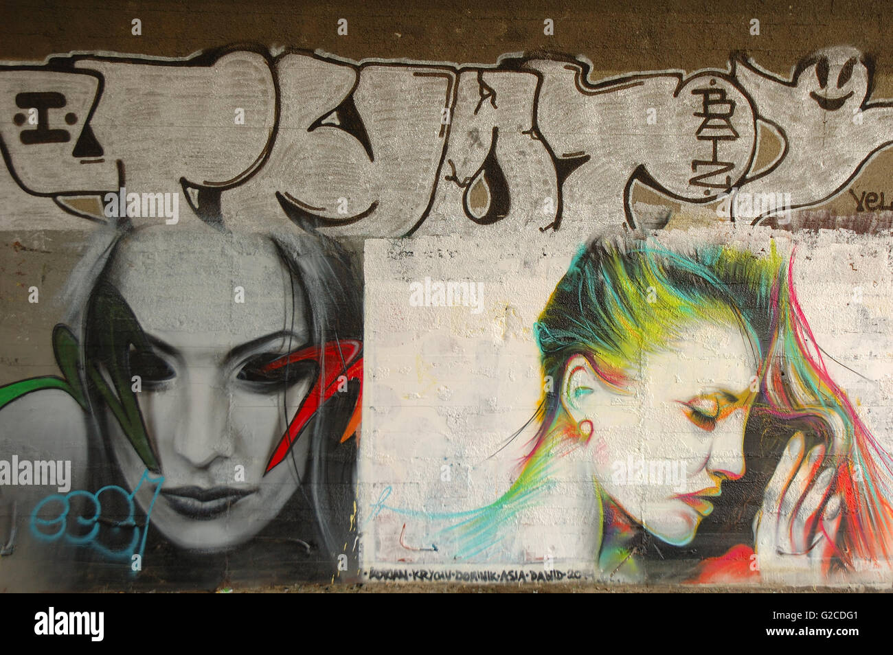 Graffiti on wall under bridge hi-res stock photography and images - Alamy