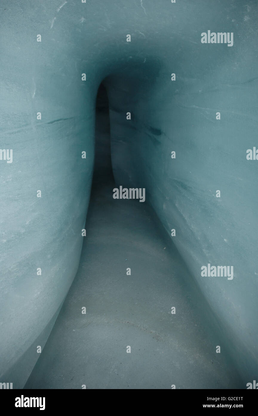 Corridor in ice inside glacier Stock Photo - Alamy