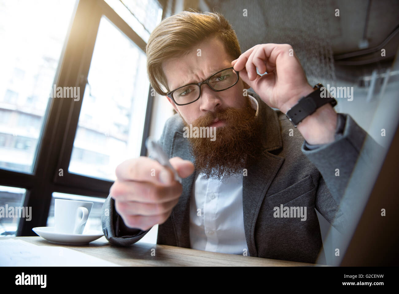 Emotional bearded man pointing you Stock Photo - Alamy