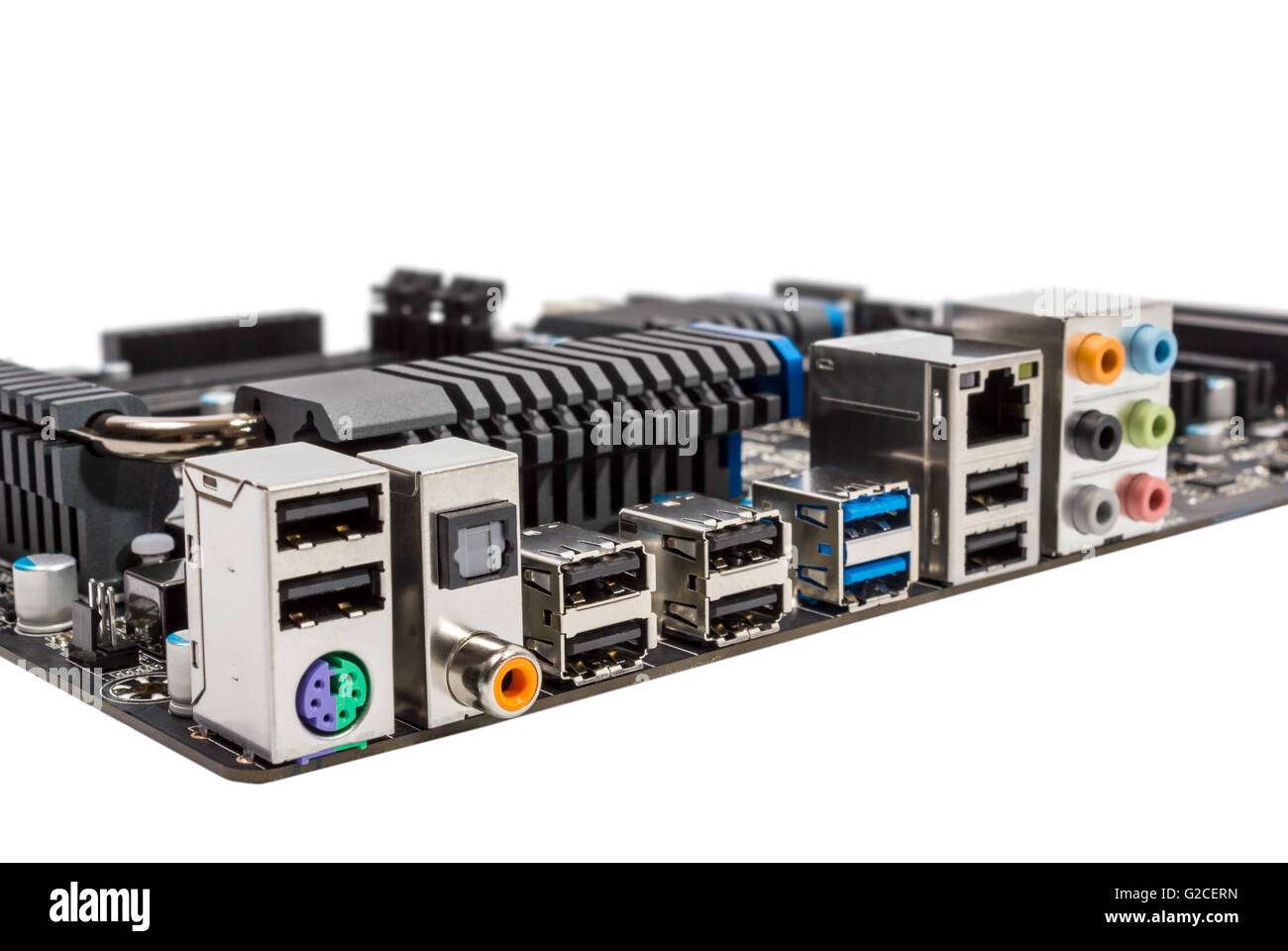 Connector of computer motherboard, back side computer port isolated on ...