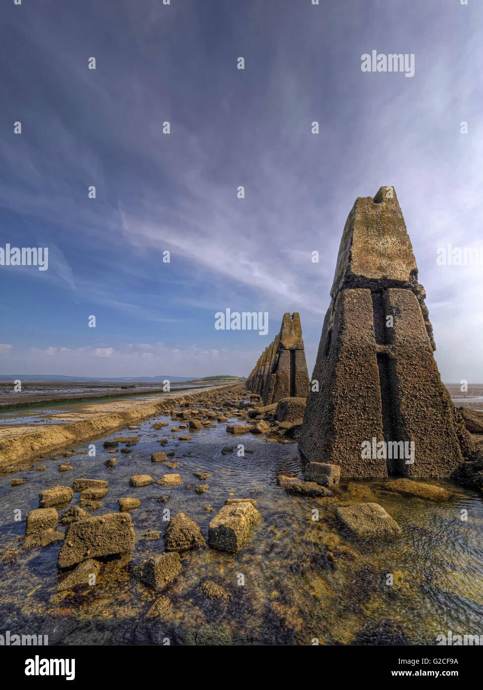 Cramond island causeway in the estuary of the River Almond near ...