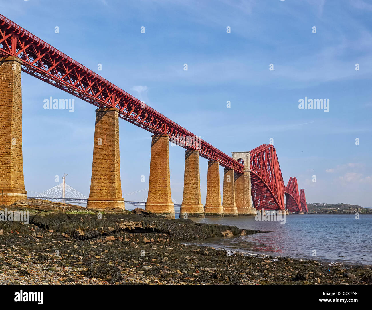 Firth of Forth railway bridge viewed from South Queensferry Scotland ...