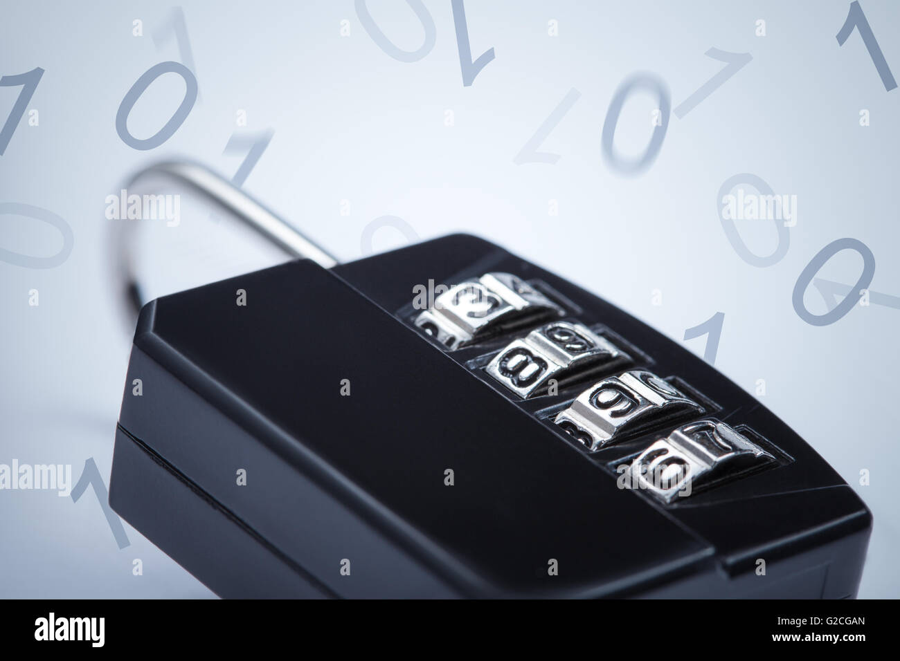 Encryption concept image. Lock on falling numbers background Stock ...