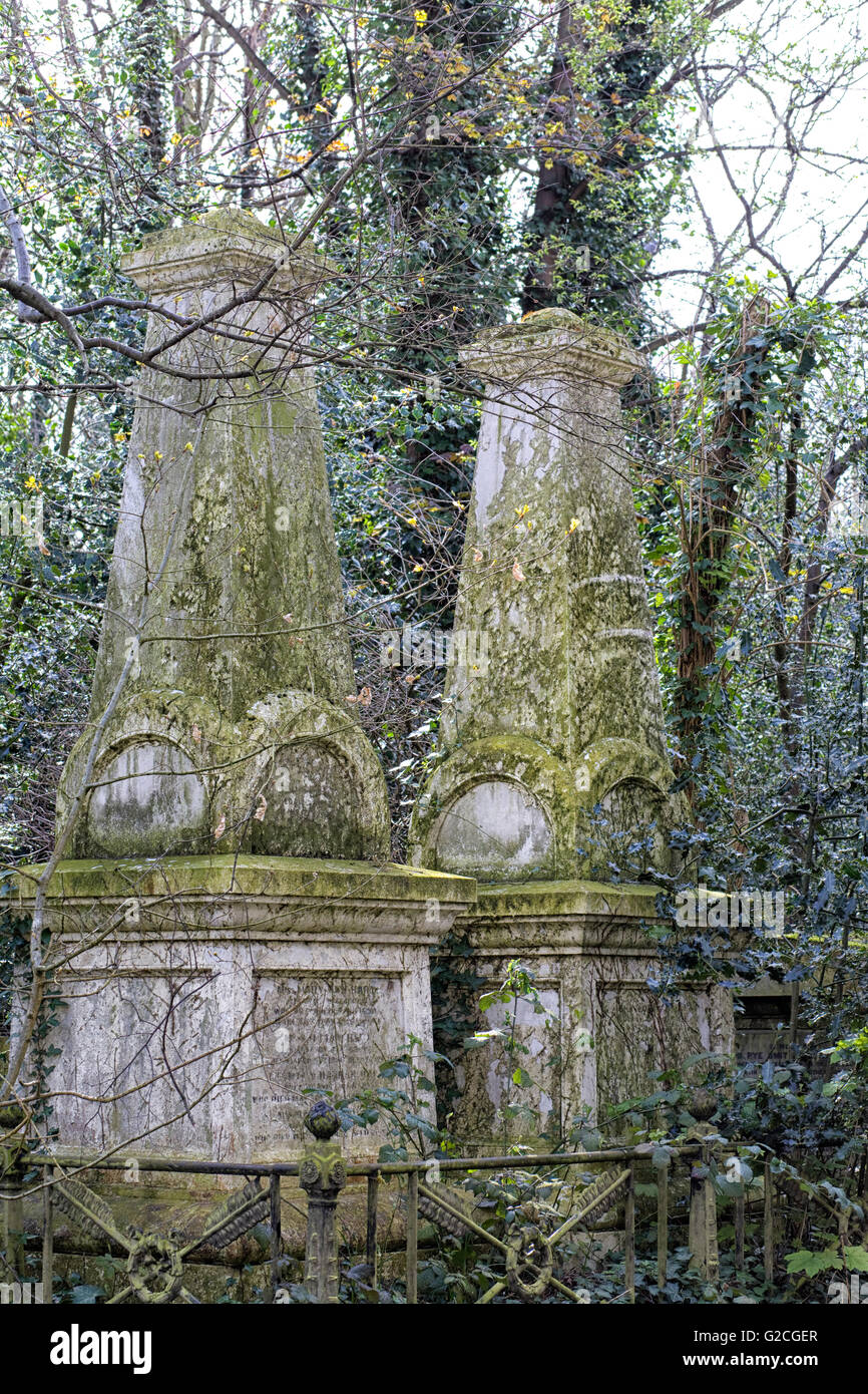 Damaged and fallen old graves and headstones in an Ancient Burial ...