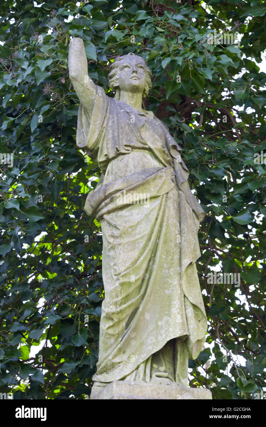 Damaged and fallen old graves and headstones in an Ancient Burial ...