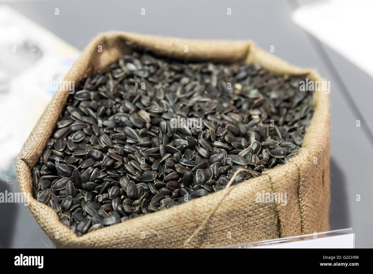 Sack of sunflower seeds Stock Photo - Alamy