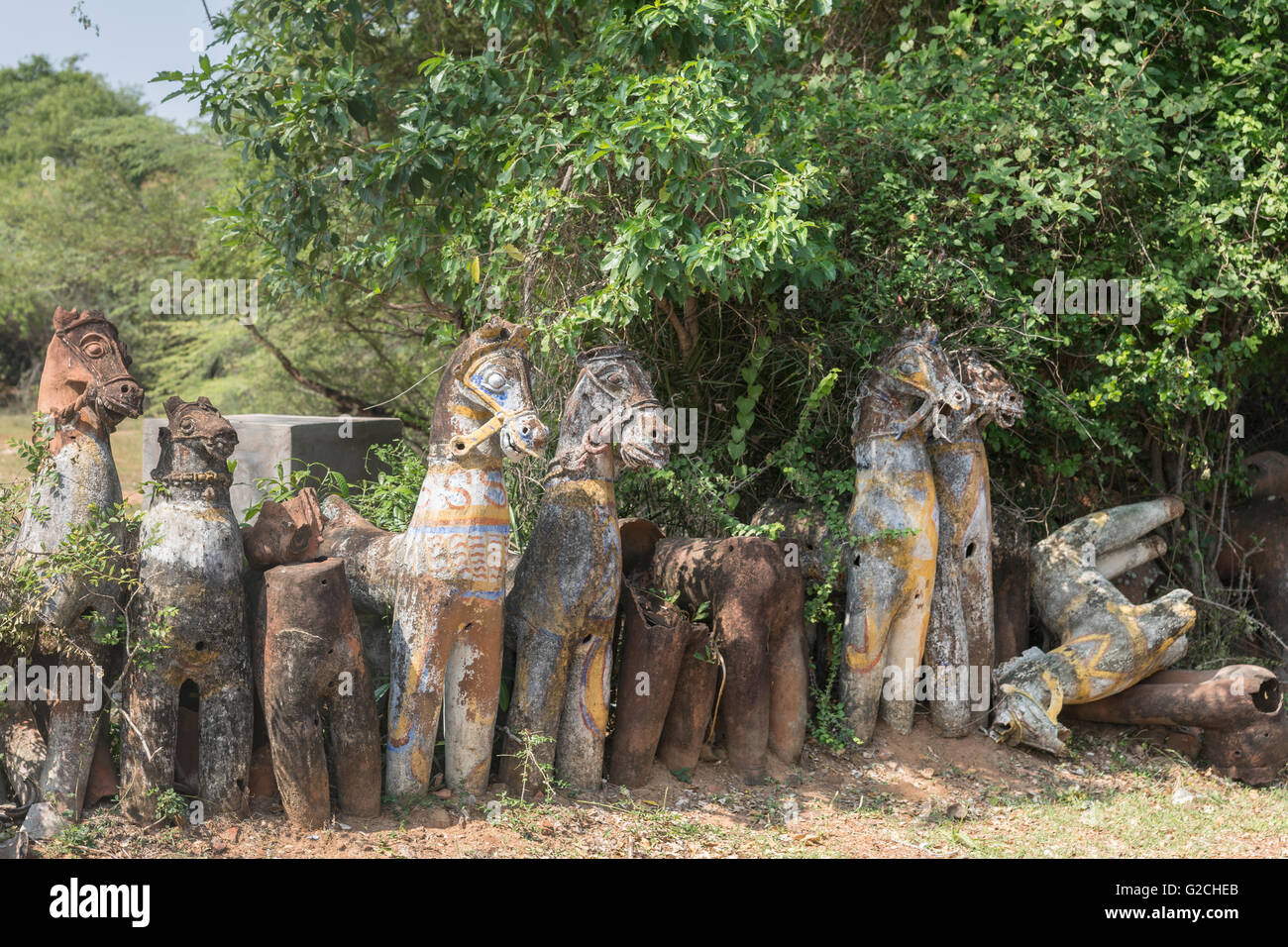 Line of clay horses Stock Photo - Alamy