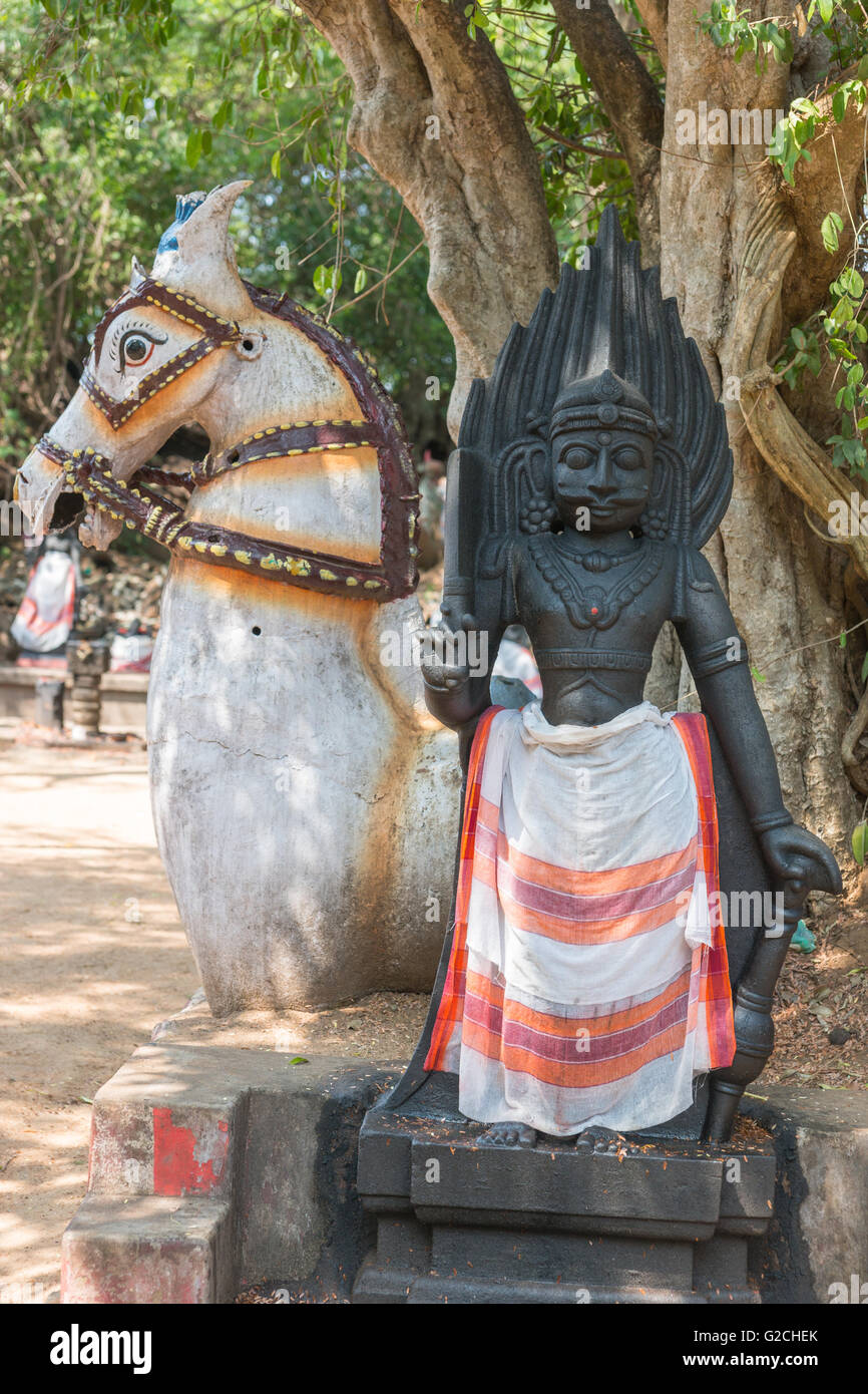 Ayyanar statue in front of horse Stock Photo - Alamy