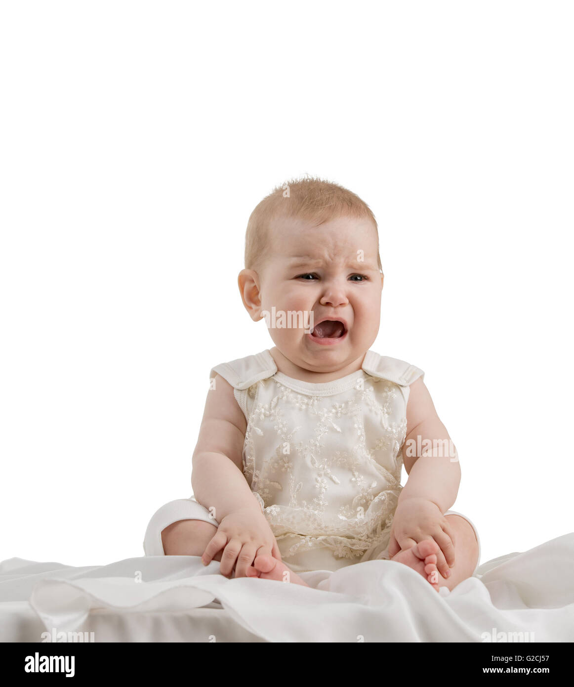 Studio photo of adorable little baby crying Stock Photo - Alamy