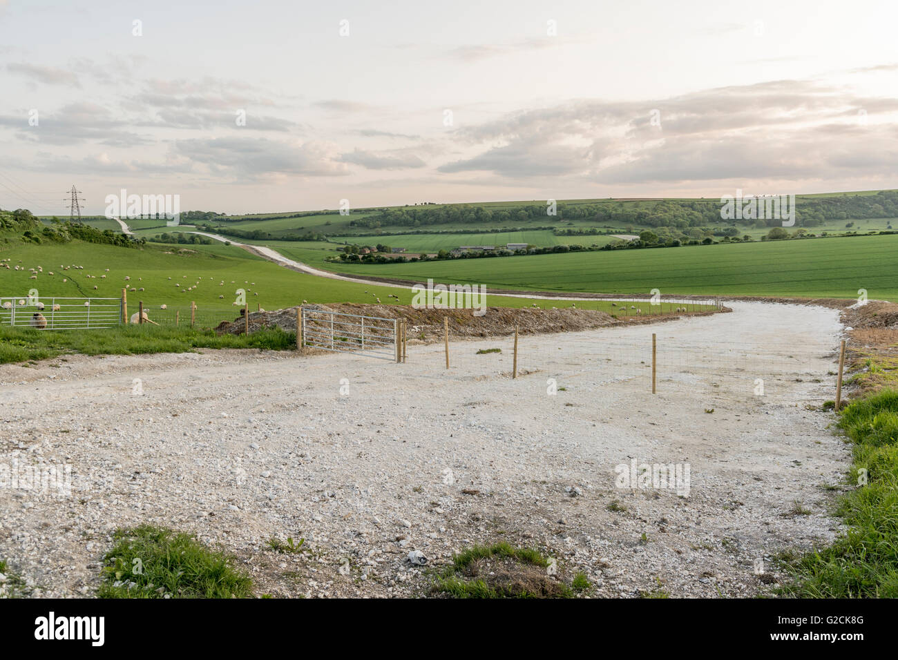 The South Downs National Park north of Worthing in West Sussex bears ...