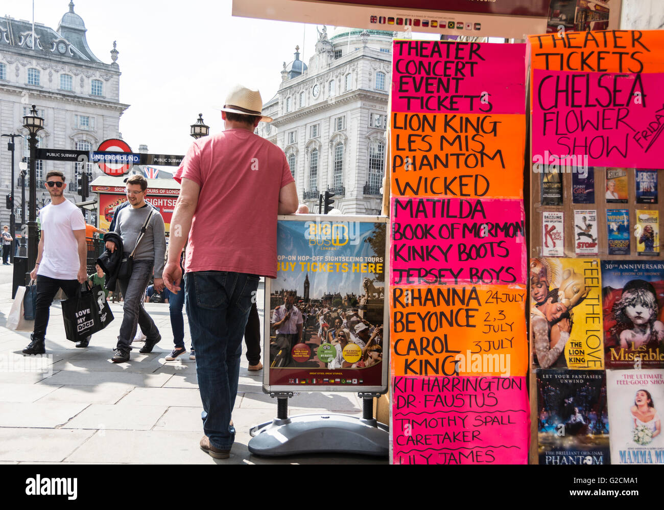 Colourful ticket stall in Piccadilly, London, England, UK Stock Photo ...