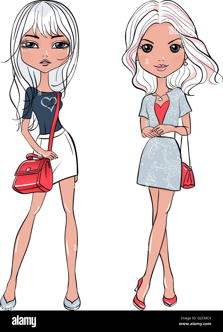 Vector set cute fashion girls Stock Vector Image & Art - Alamy