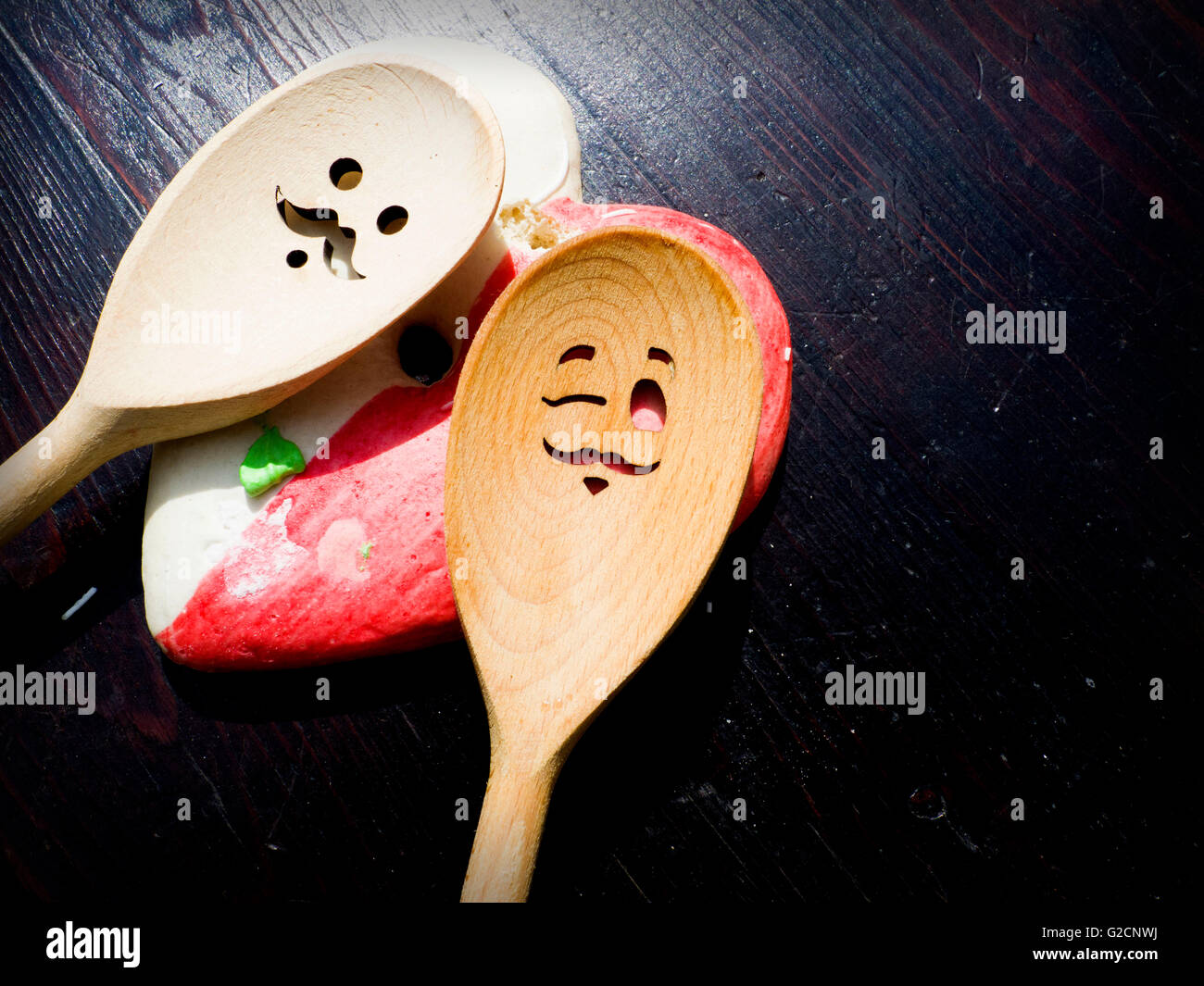 funny wooden spoons Stock Photo - Alamy