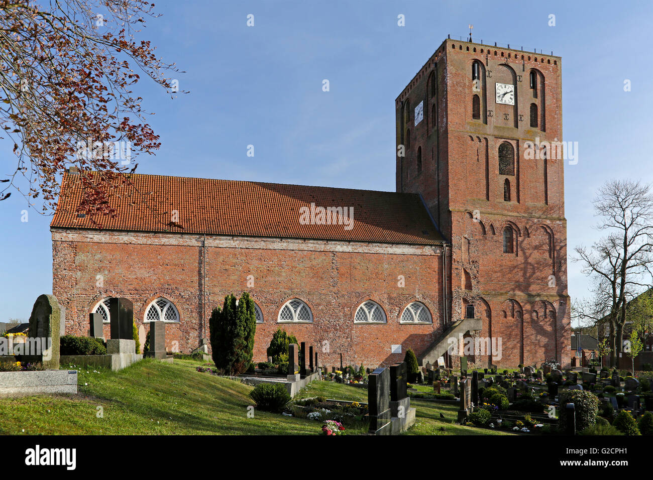 church with Stoertebeker Tower, Marienhafe, East Friesland, Lower ...