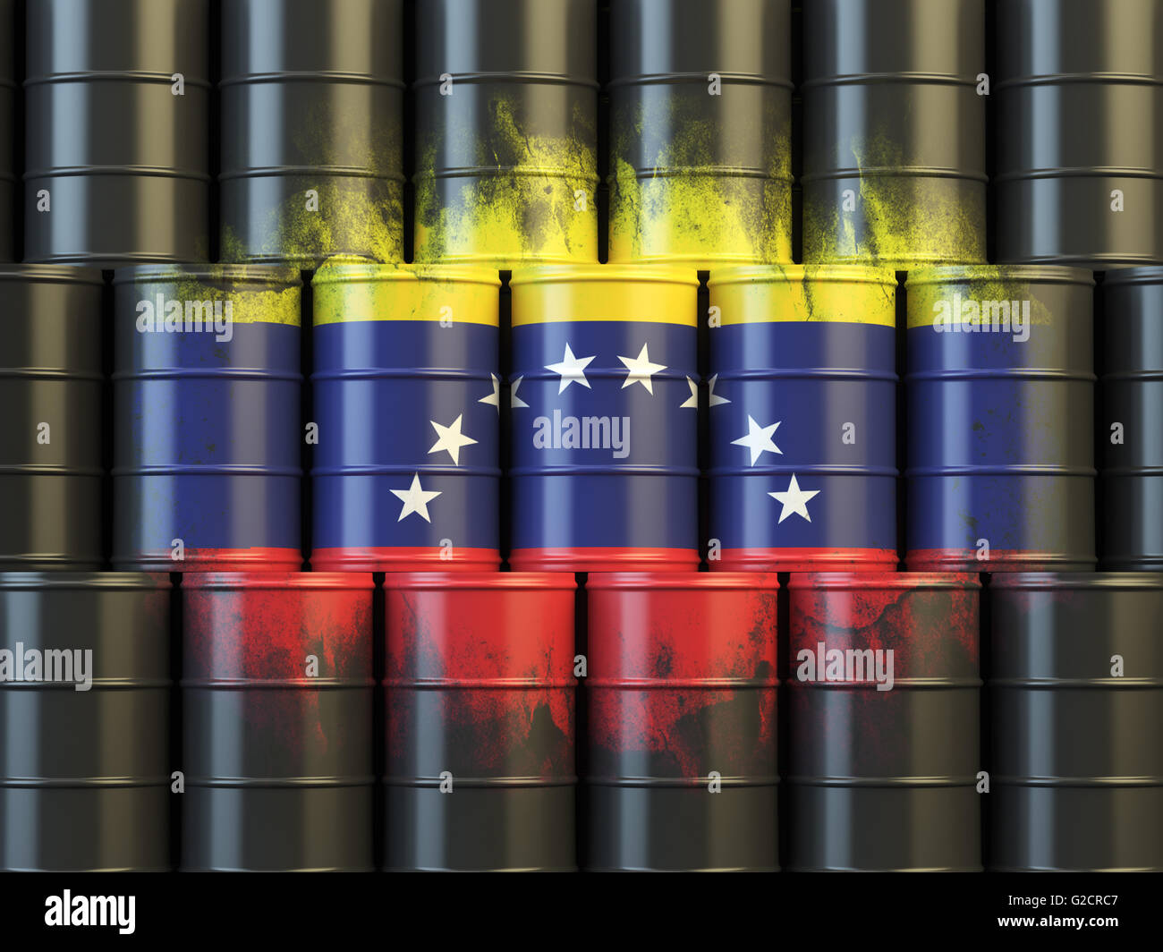 Oil fuel of Venezuela energy concept. Venezuelan flag painted on oil ...
