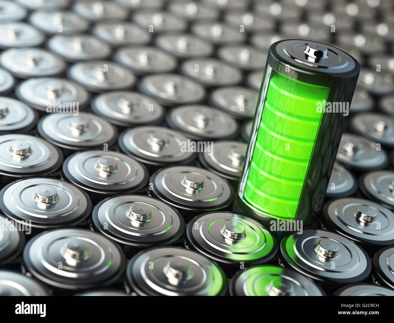 Battery charging concept. Green energy, Background from battaries and ...