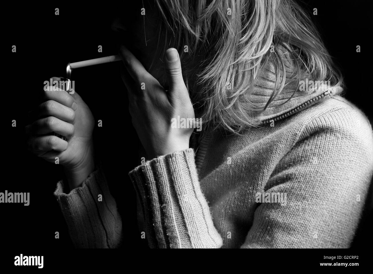 Lighting A Cigarette Side View