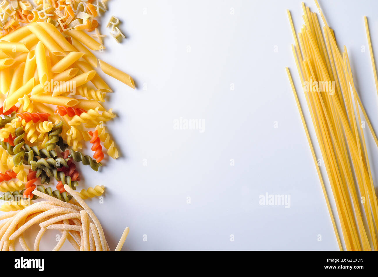 Several types of dough on the sides isolated top view Stock Photo - Alamy