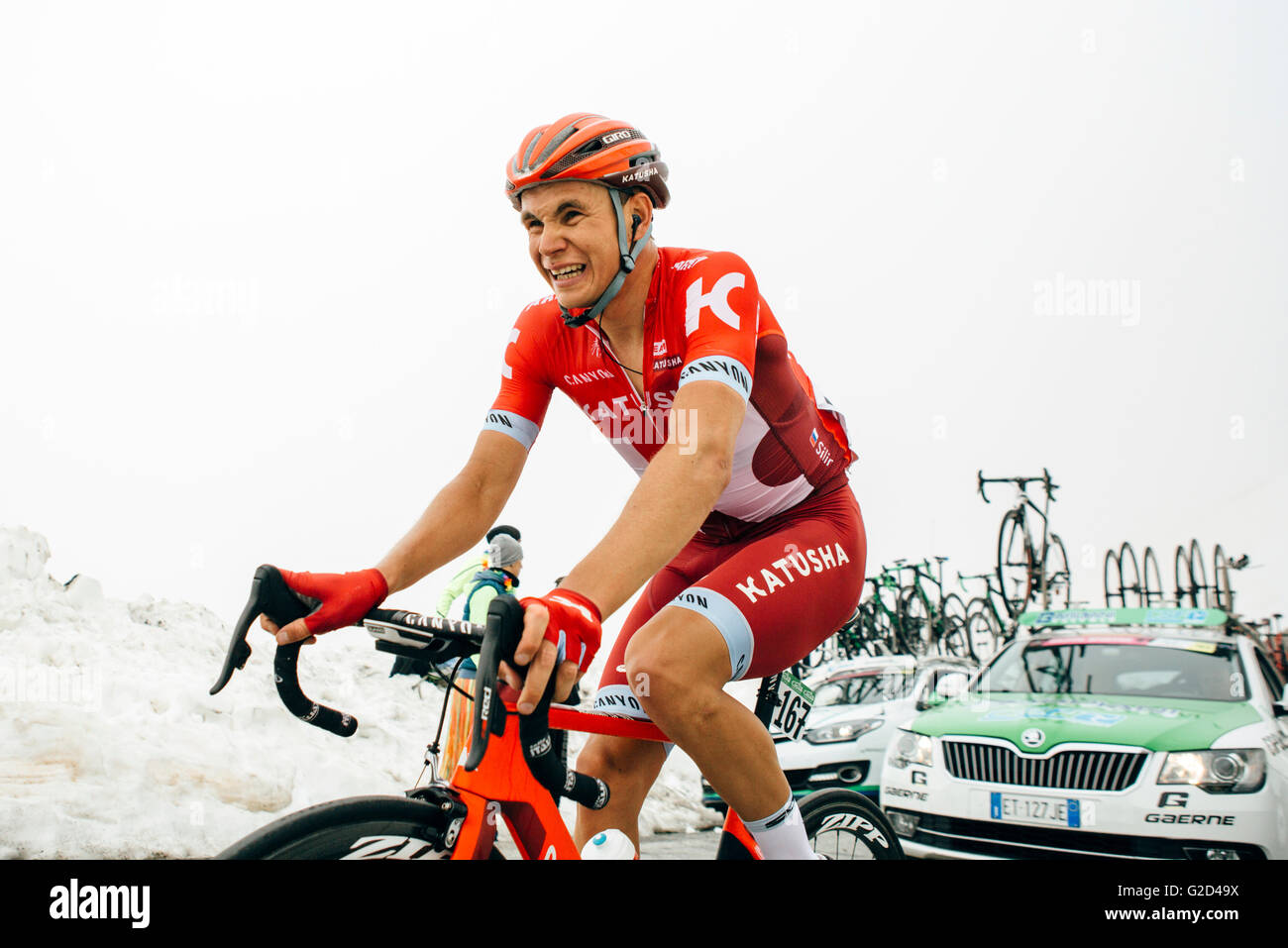 Colle dell’Agnello, Italy, May 27th 2016. Egor Silin from Team Katusha ...