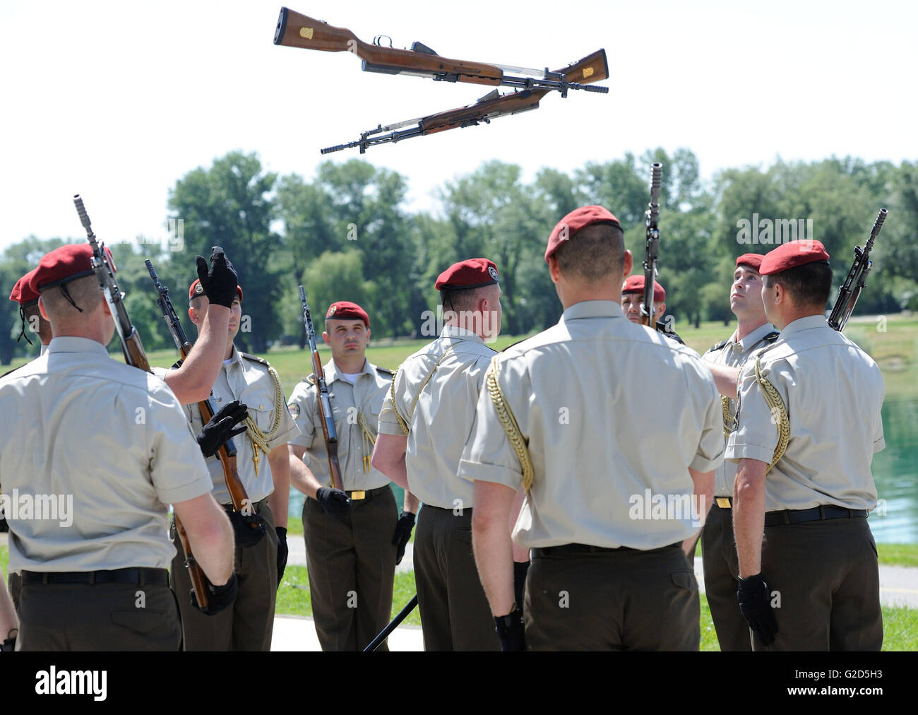 Zagreb, Croatia. 28th May, 2016. Soldiers of the Croatian army Honour ...