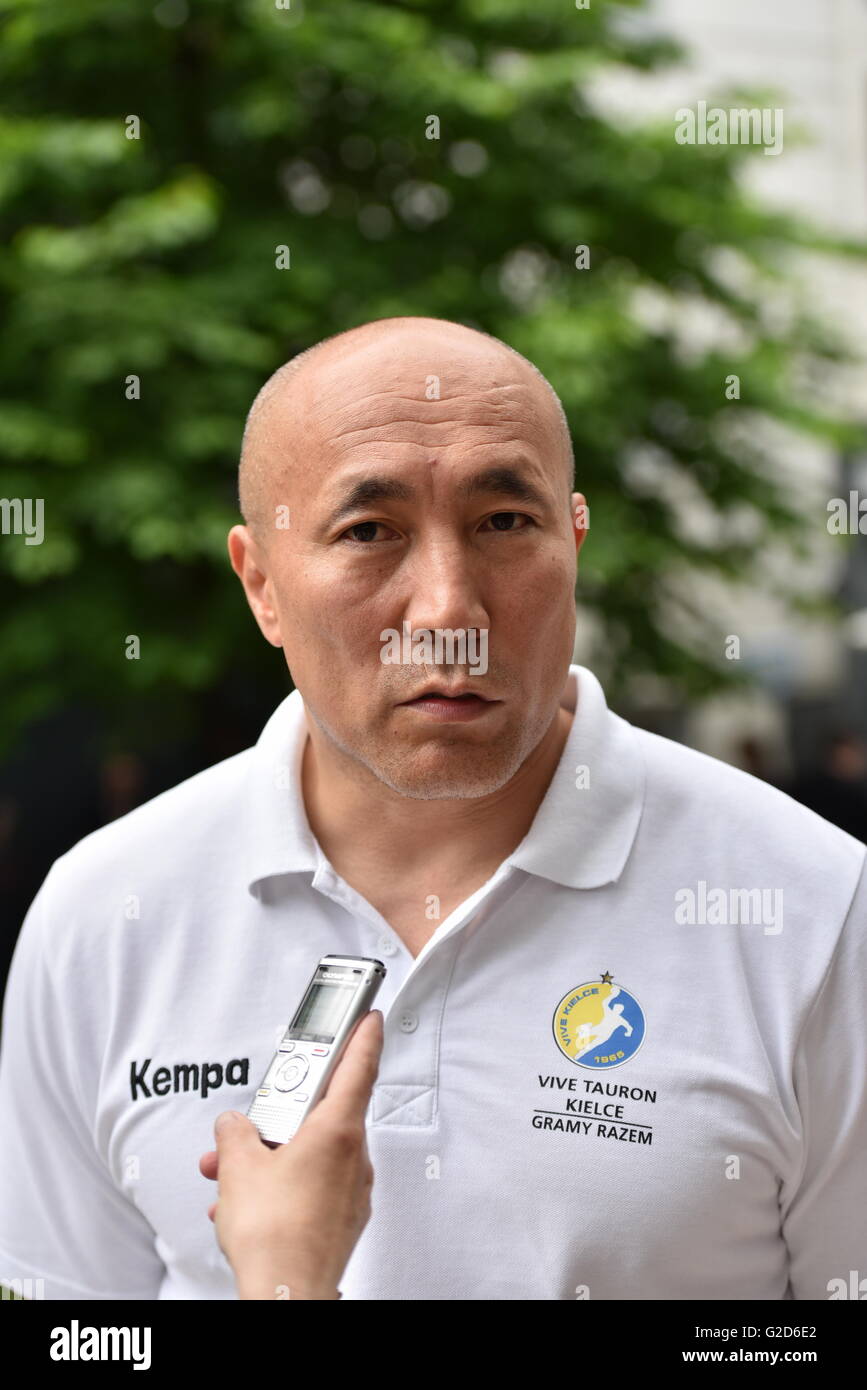 Cologne, Germany. 27th May, 2016. Handball coach Talant Dujshebaev from ...