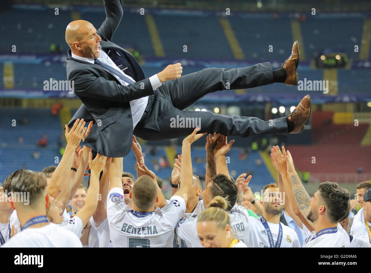 Milan, Italy. 28th May, 2016. Zinedine ZIDANE, Trainer Real Madrid ...