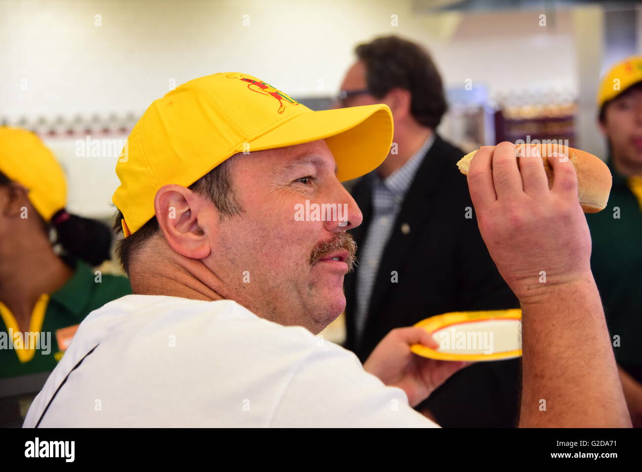 New York City, United States. 28th May, 2016. First customer of the day ...