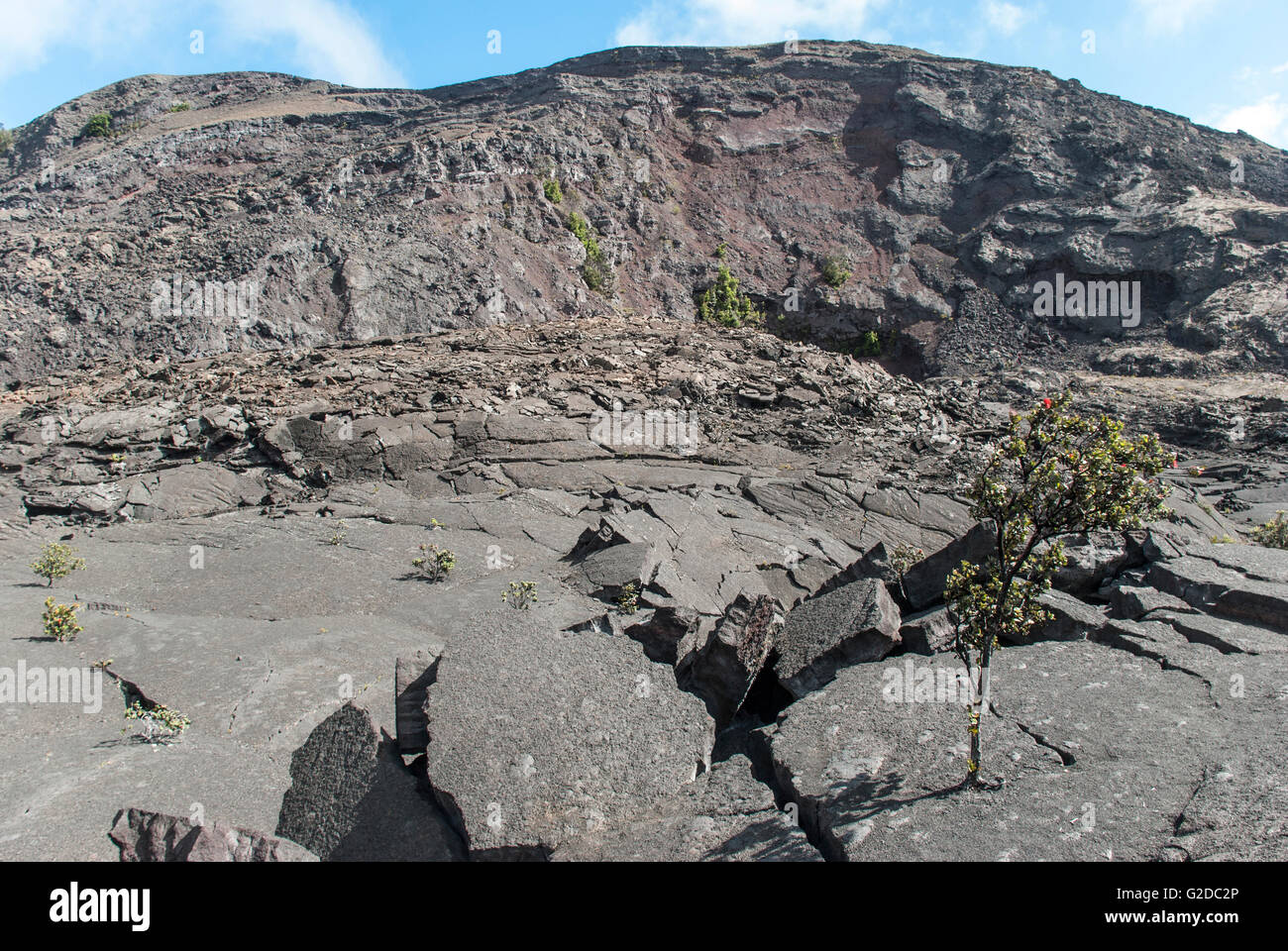 Surface of the Kilauea Iki Crater showing crumbling lava rock in ...