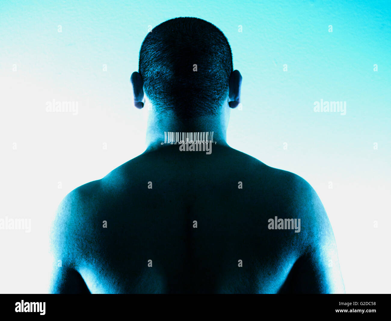 Barcode on Man's Neck Stock Photo - Alamy