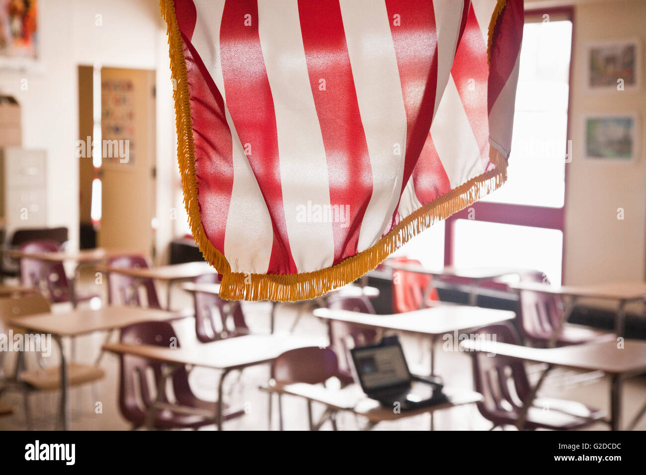 American flag hanging classroom hi-res stock photography and images - Alamy