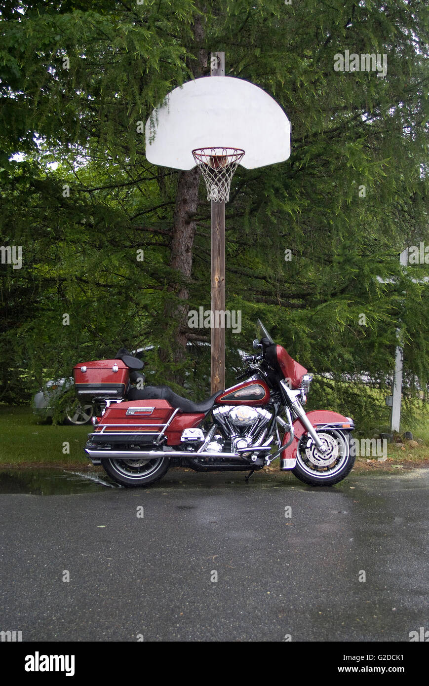 Harley Motorcycle in Front of Basketball Hoop Stock Photo - Alamy