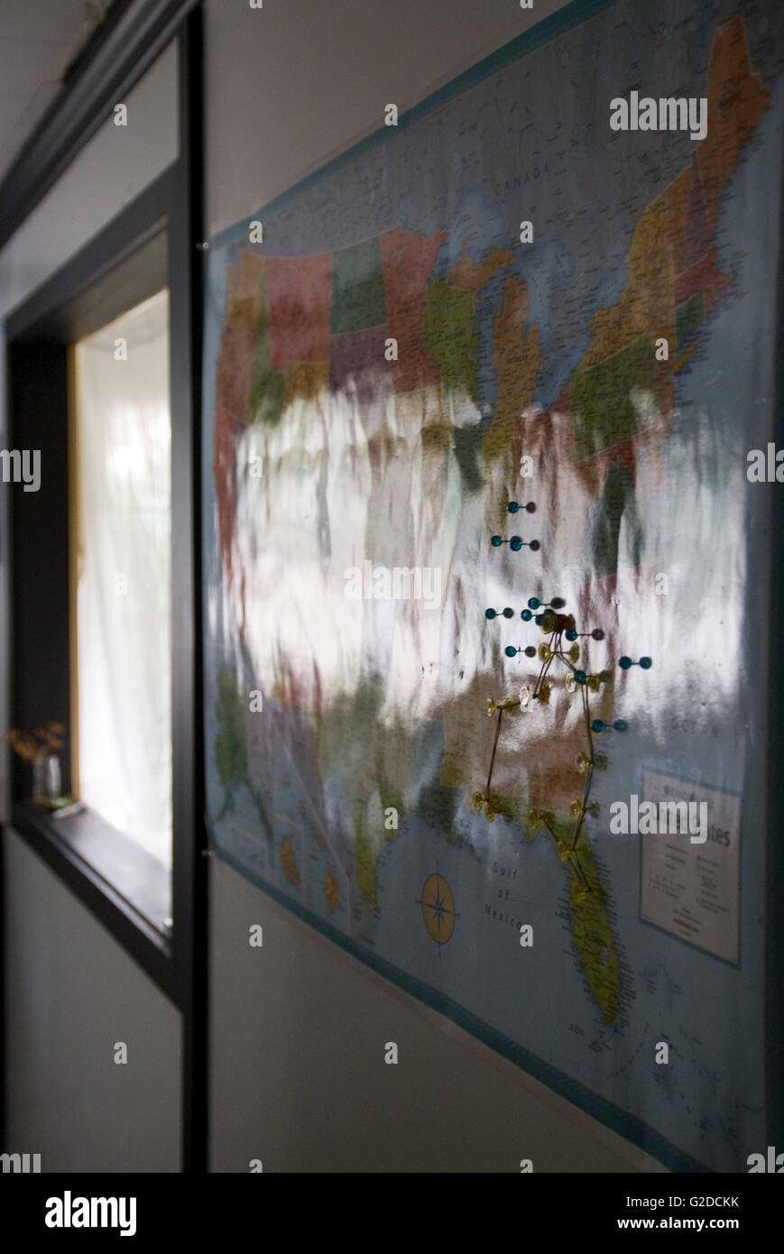 Map with Thumb Tacks Stock Photo - Alamy