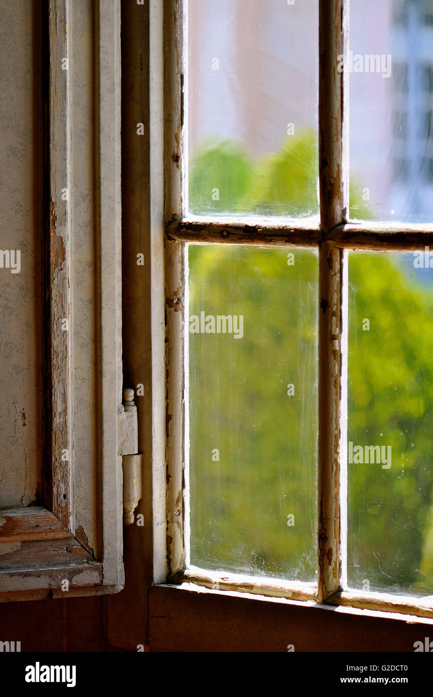 Detail of Old Window with Peeling Paint Stock Photo - Alamy