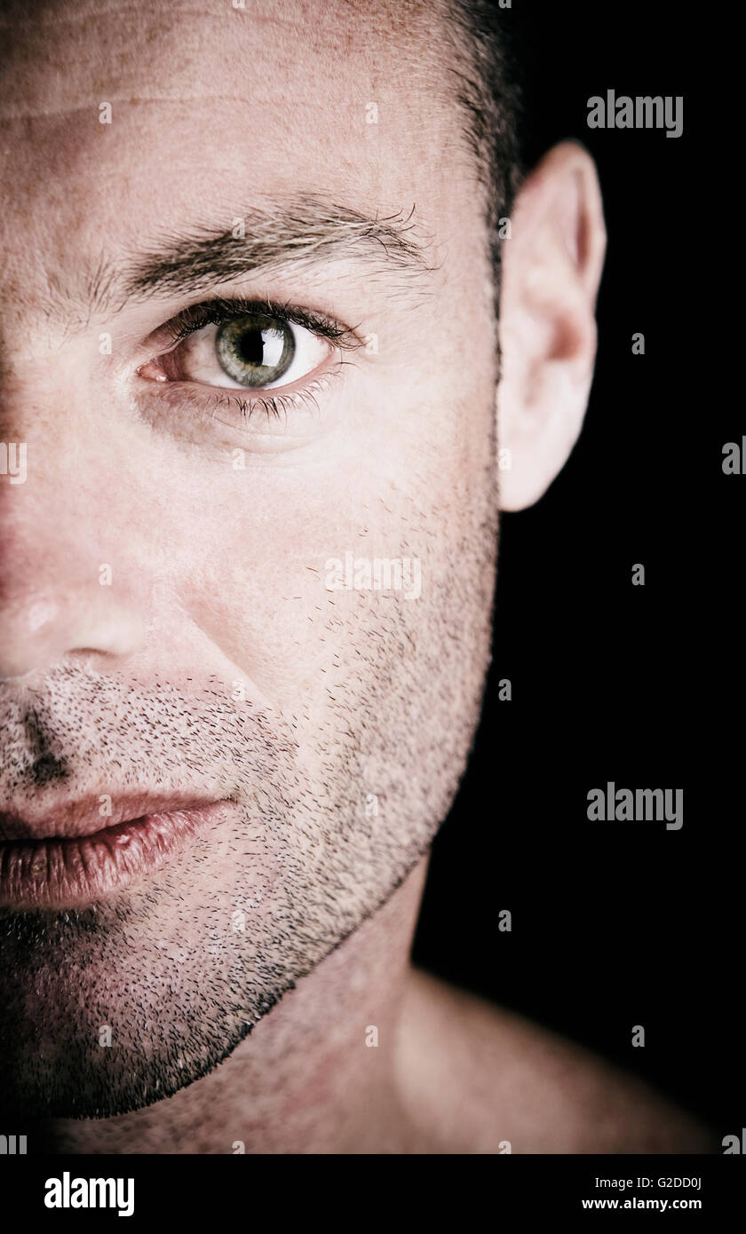 Close-up Portrait of Serious Man, Face Detail Stock Photo - Alamy