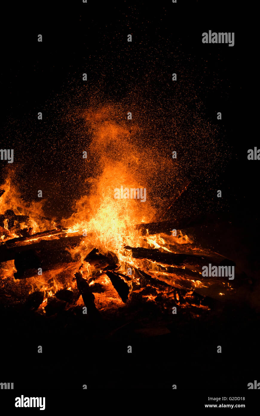 Bonfire at Night Stock Photo - Alamy