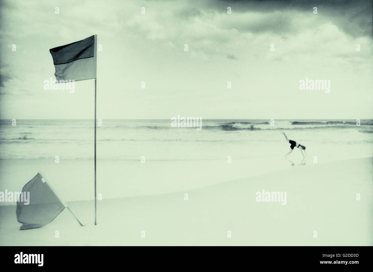 Flags on Beach Stock Photo - Alamy